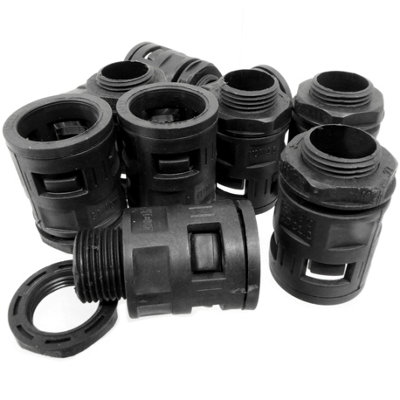 20mm Flexible Conduit with Glands and Clips 10 Metre Black Contractor Pack