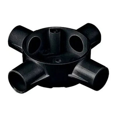 20mm INTERSECTION 4 Way Conduit Box black PVC