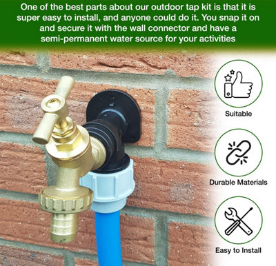 20mm MDPE Wall Flange Kit 1/2 inch Brass Garden Tap Wall Plate Elbow with Hose Fitting