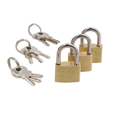 20mm Mini Brass Padlock Set For Suitcases Luggage Rucksacks Tents 3pc ...
