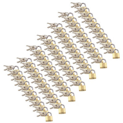 20mm Mini Brass Padlock Set For Suitcases Luggage Rucksacks Tents 60pc ...