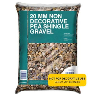 20MM NON DECORATIVE PEA SHINGLE/GRAVEL 25KG BAG (X10 BAGS)