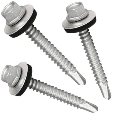 20mm Roofing Screws with Rubber Sealing Washer (Pack of: 10) Hex Head ...