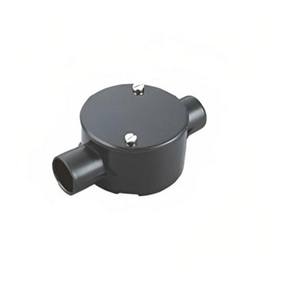 20mm Through 2 Way Conduit Box BLACK PVC ( 2 WAY)