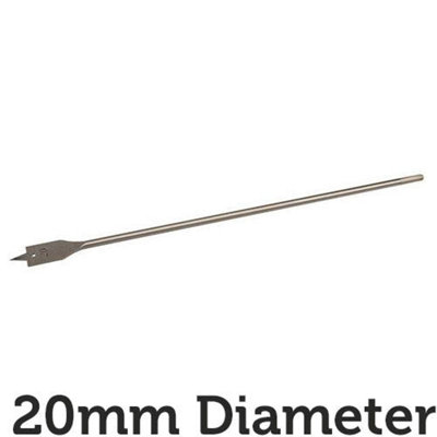 20mm x 400mm Extra Long STEEL Flat Spade Drill Bit Hex Shank Wood Hole ...