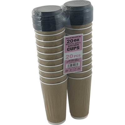 20Pc 3 Ply Ripple Wall Drinking Cups Water Refreshment Hot & Cold ...