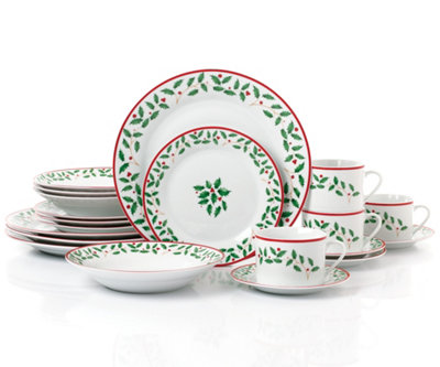 20PC CLASSIC CHRISTMAS HOLLY DINNER SET