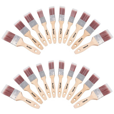 20pc Synthetic Paint Brush Painting + Decorating Brushes Wooden Handle ...