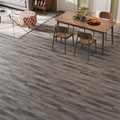 20Pcs Grey Wood Grain Composite Click HDF Flooring 12mm Thickness