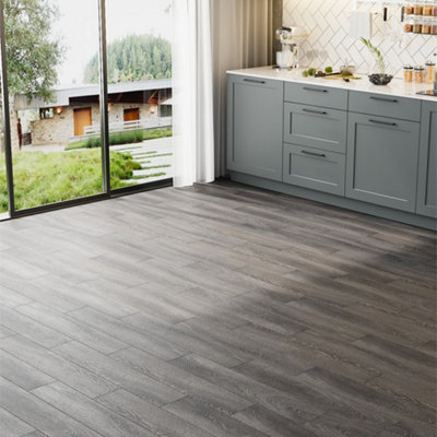 20Pcs Grey Wood Grain Composite Click HDF Flooring 12mm Thickness