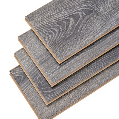 20Pcs Grey Wood Grain Composite Click HDF Flooring 12mm Thickness