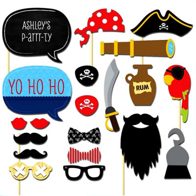 20Pcs Pirate Party Photo Booth Props Halloween Decor Accessories ...