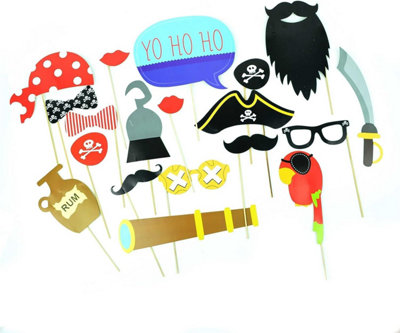 20Pcs Pirate Party Photo Booth Props Halloween Decor Accessories ...
