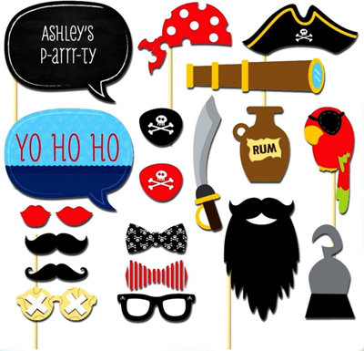 20Pcs Pirate Party Photo Booth Props Halloween Decor Accessories ...