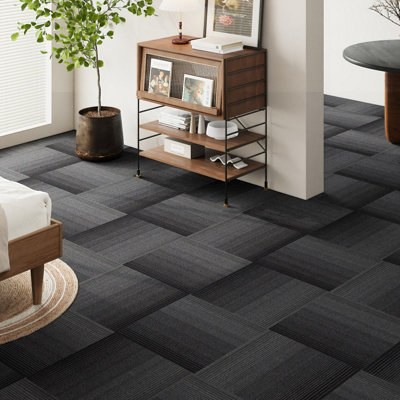 20Pcs Square Carpet Tiles Dark Grey Scratch-resistant and wear-proof ...