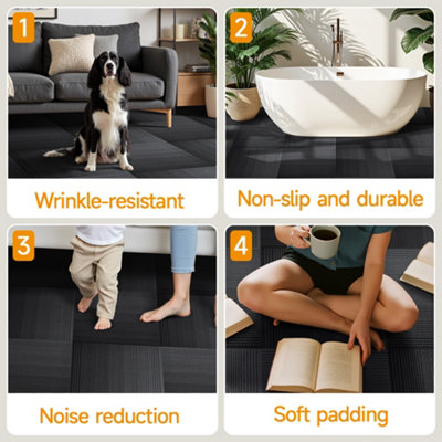 20Pcs Square Carpet Tiles Dark Grey Scratch-resistant and wear-proof ...