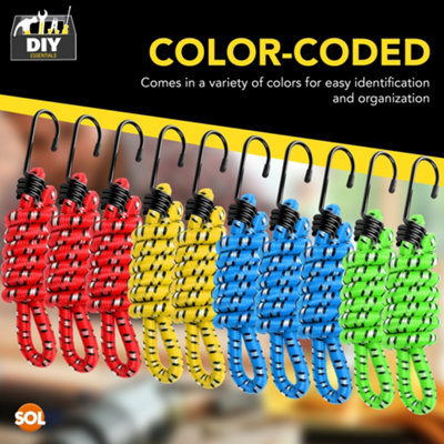 20pk Assorted Bungee Cords with Hooks, Long Bungee Cord with Hooks ...