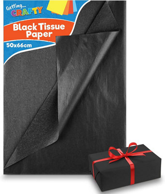 20pk Black Tissue Paper for Wrapping Gifts 50cm x 66cm, Black Tissue ...