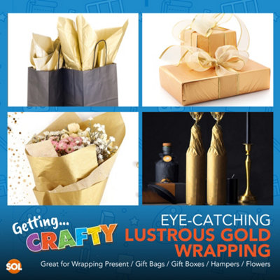 20pk Gold Tissue Paper for Wrapping Gifts 50cm x 50cm, Gold Foil Sheets ...