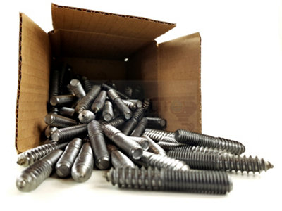 20x M10 60mm Wood to Metal Screws Furniture Dowels Double Ended Fixing ...