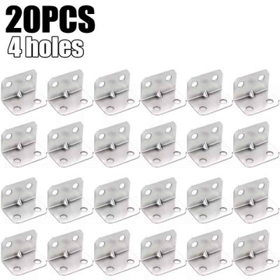 20x Stainless Steel 90 Degree Corner Brackets for Cabinets Drawers and ...