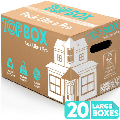 20x Topbox Large 48 Litre Double Walled Moving and Storage Boxes