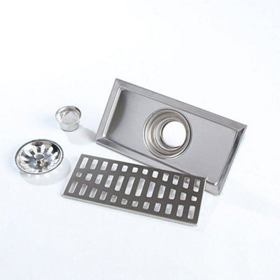 20x10 cm Rectangular Steel Floor Siphon AntiRust Shower Drain Bathroom ...