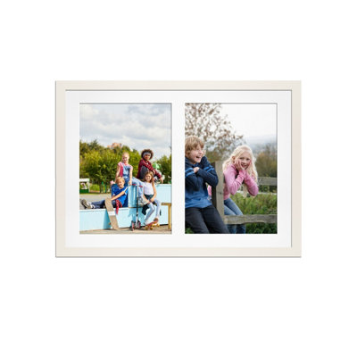 20X14 White Sleek Multi Photo Frame with White Mount - Holds 2 ...