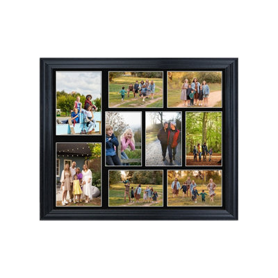 20X16 Black Classic Multi Photo Frame with Black Mount - Holds 9 ...
