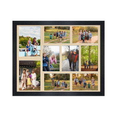 20X16 Black Modern Multi Photo Frame with Ivory Mount - Holds 9 ...