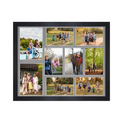 20X16 Black Modern Multi Photo Frame with Mid Grey Mount - Holds 9 ...