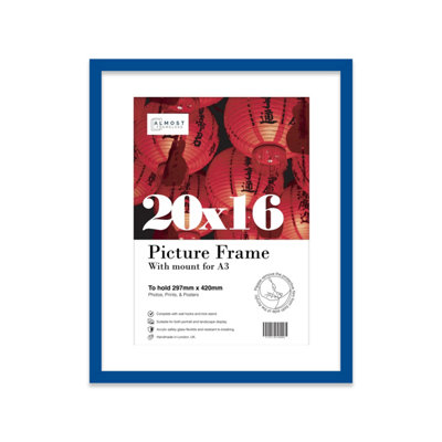 20x16" Blue Frame With Mount for A3 Pictures 20mm Thin Edge Portrait ...