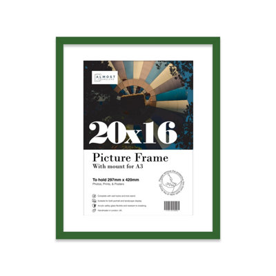 20X16" GREEN FRAME WITH MOUNT FOR A3 PICTURES 20MM THIN EDGE PORTRAIT ...