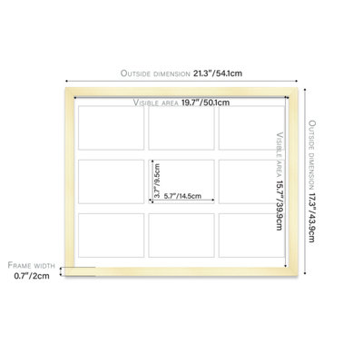 20x16 Inch 9 Opening Photo Collage Frame, Display Nine 6x4 Inch Photos ...