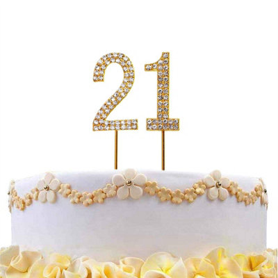 21 Gold Diamond Sparkley Cake Topper Number Year For Birthday ...