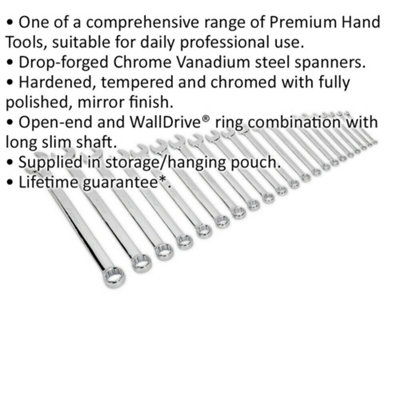 21-Piece Extra Long Combination Spanner Set - Metric 6 to 32mm with 12 ...