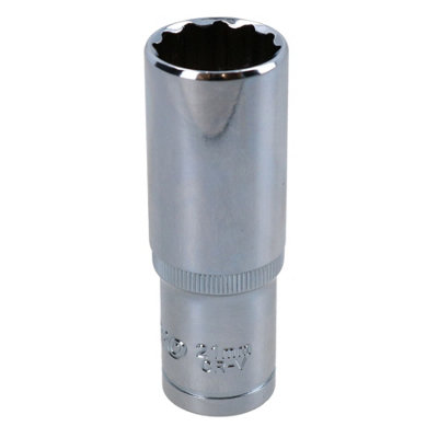 21mm 1/2in Drive Double Deep Long Reach Metric Socket 12 Point Sided Bi-hex | DIY at B&Q