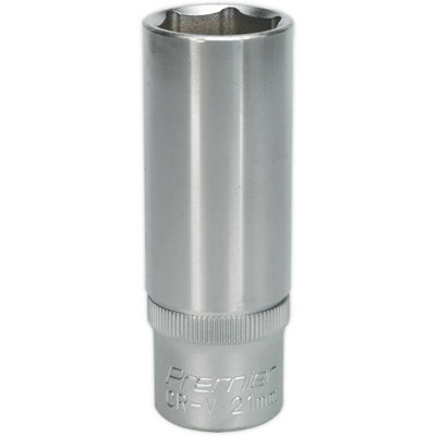 21mm Chrome Vanadium Deep Drive Socket - 1/2" Square Drive Tool for ...