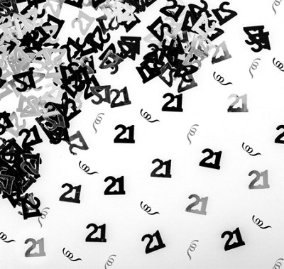 21th Birthday Confetti Black & Silver 2 pack x 14 grams birthday ...