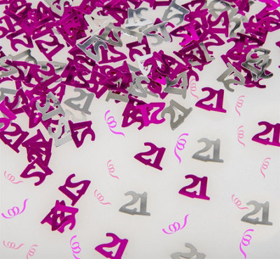 21th Birthday Confetti Pink & Silver 4 pack x 14 grams birthday ...