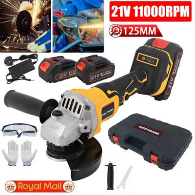 21V 125mm Brushless Cordless Angle Grinder Cutter w/2 Batteries ...