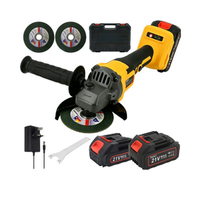21V 125mm Brushless Cordless Angle Grinder With 2 Batteries Carry Case ...