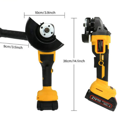 21V 125mm Brushless Cordless Angle Grinder With 2 Batteries Carry Case ...