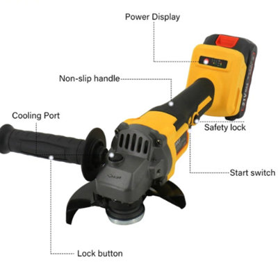 21V 125mm Brushless Cordless Angle Grinder With 2 Batteries Carry Case ...