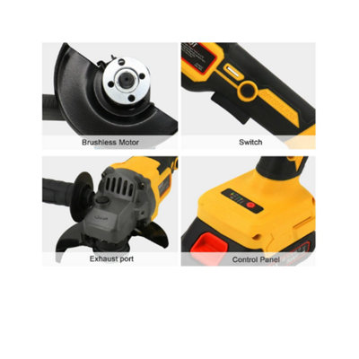 21V 125mm Brushless Cordless Angle Grinder With 2 Batteries Carry Case ...