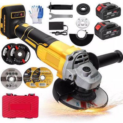 21V 125mm Cordless Angle Grinder Brushless with 2 Battery & Charger ...