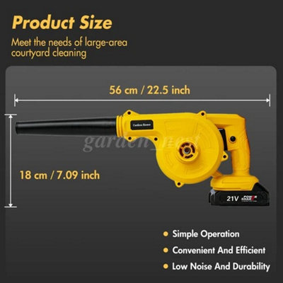 21V 2 in 1 Cordless Leaf Blower and Vacuum 350MPH Includes 2 Batteries ...