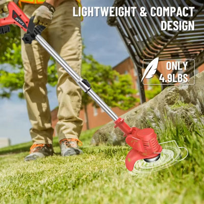 21V 3-in-1 Cordless Electric Weed Wacker with Battery Red, for Lawn and ...