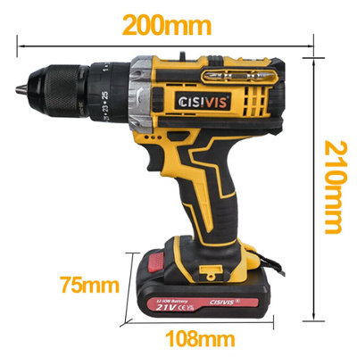 21V Cordless Drill & Combi Driver Set with 2 Batteries High Power ...