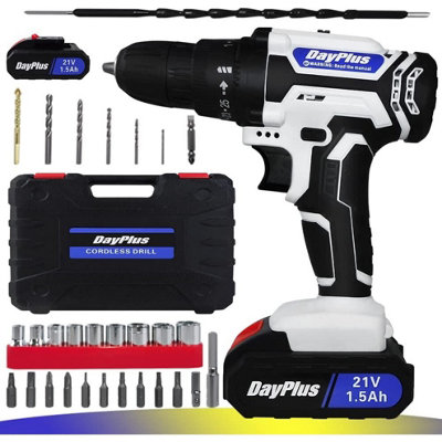 21V Cordless Drill Combi Power Drill Electric Screwdriver Set 25+1 ...